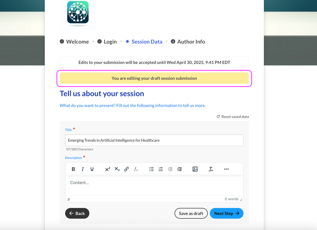 Save a submission as a draft