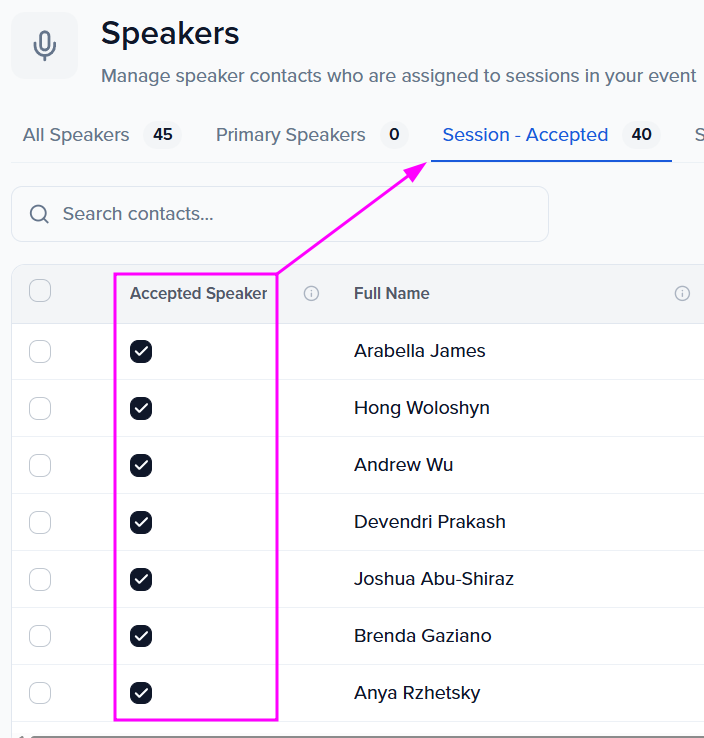 How to create a portal for accepted speakers?