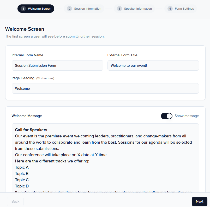 Create a session submission form
