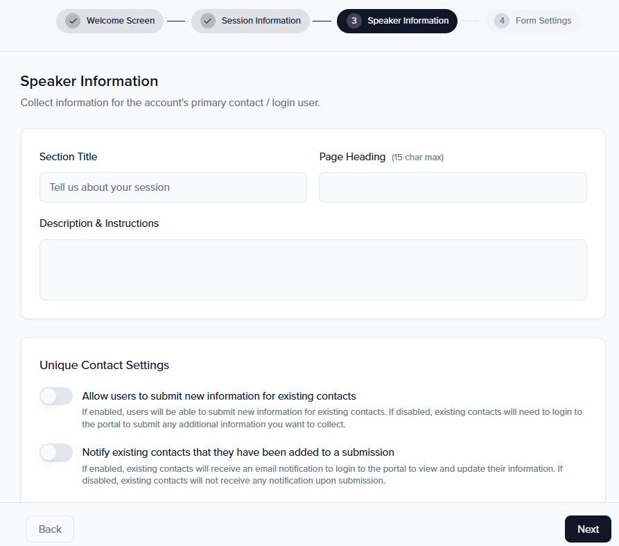 Create a session submission form